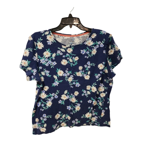 Croft and Borrow | Tops | Croft Borrow Pxl Womens Classic Tee Navy Blue With White Daisys | Poshmark